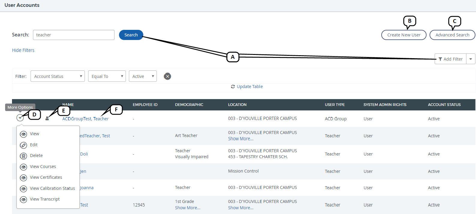 Access User Accounts
