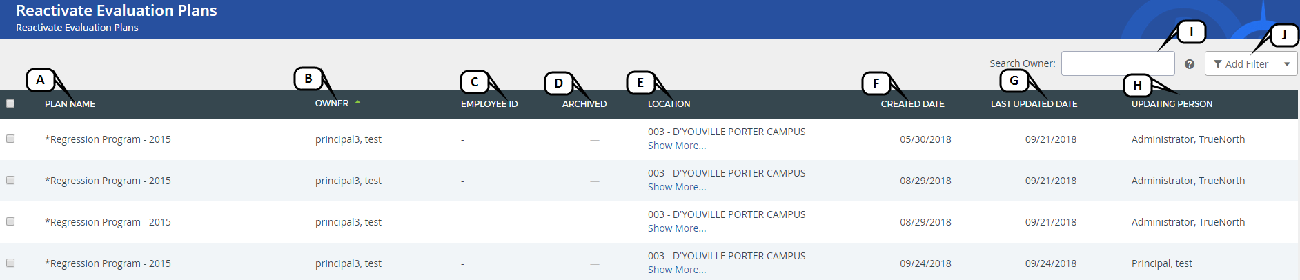 Reactivate Evaluation Plans