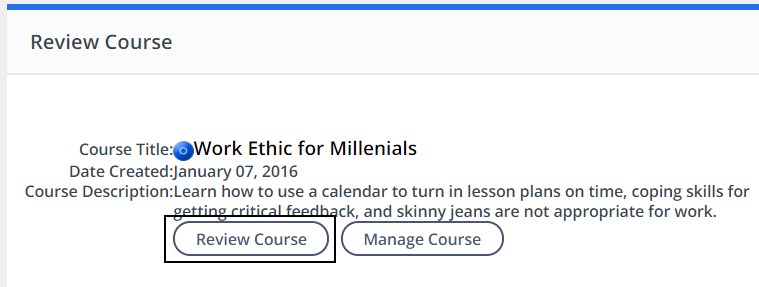 Review Course Details and Settings